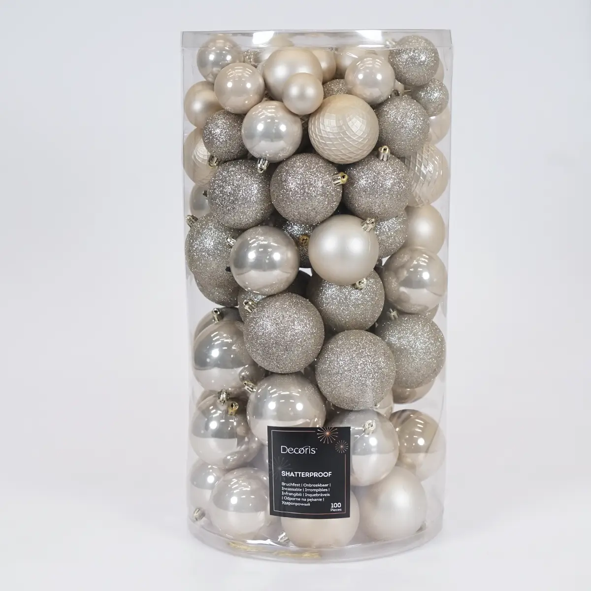 Decoris Kerstbal kunststof d6cm ass 100st pearl - Tuincentrum Outlet