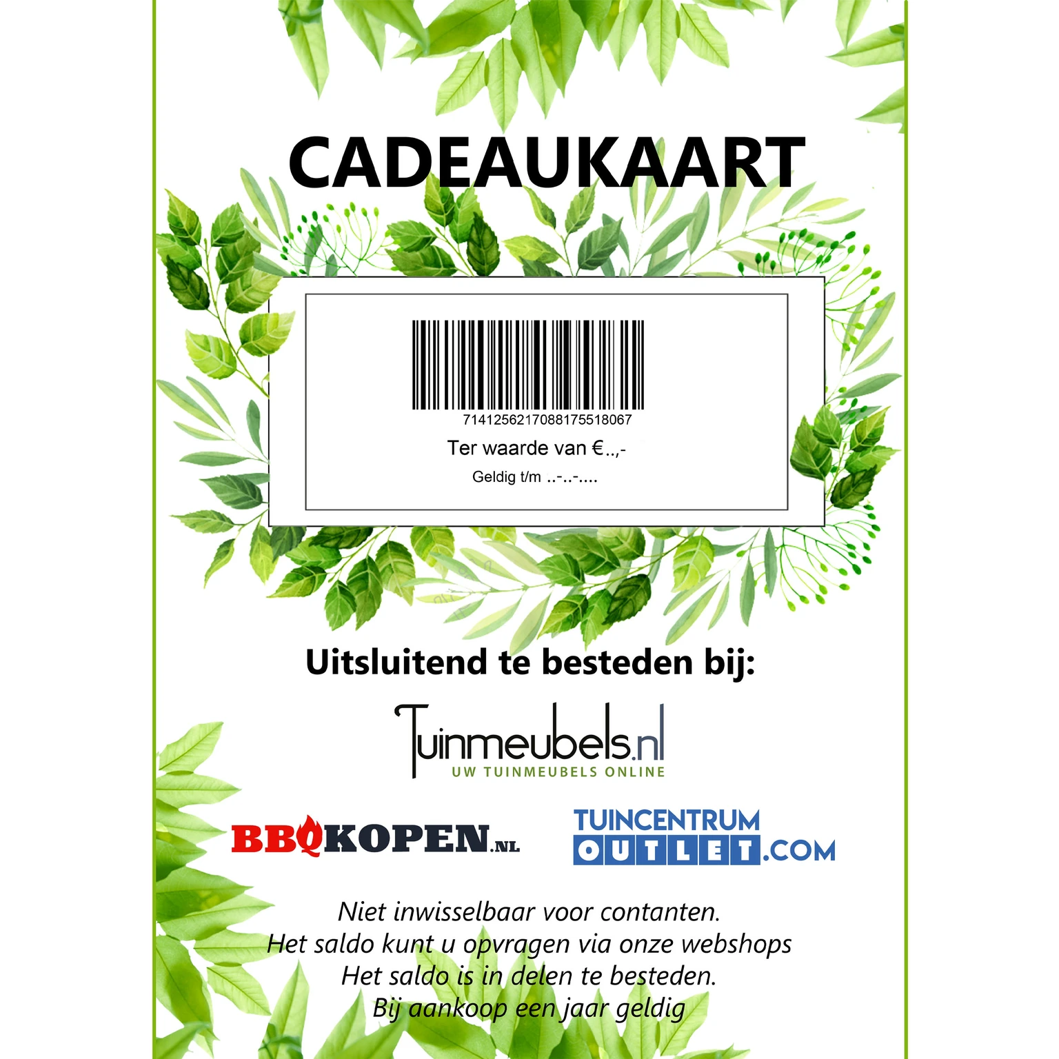Digitale cadeaubon - Tuincentrum Outlet