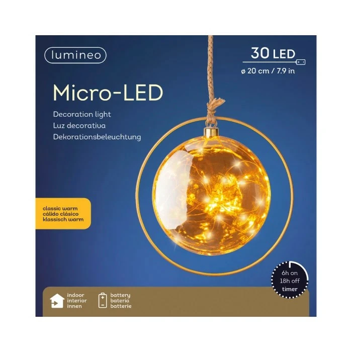 Microled bal d20h20cm ambr/k.wrm bo - Tuincentrum Outlet