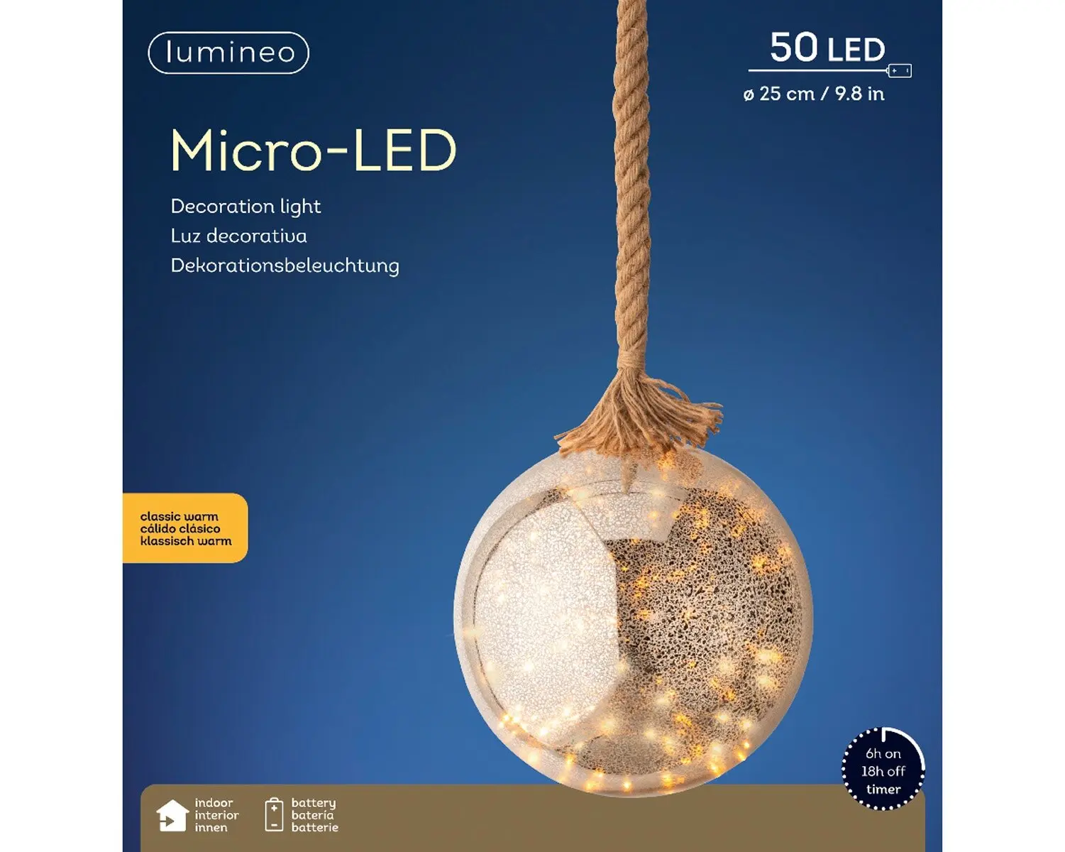 Microled bal d25h25cm zlvr/kwrm bo - Tuincentrum Outlet