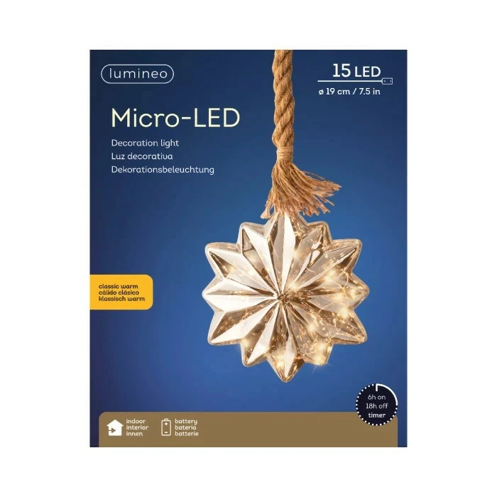 Microled ster d19h25c smoke/kwrm bo - Tuincentrum Outlet