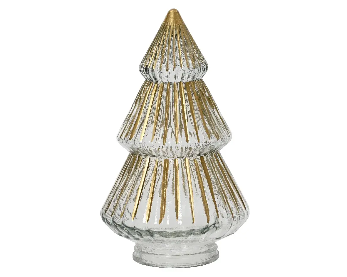 Orn.glas boom d12.5h22 helder/goud - Tuincentrum Outlet