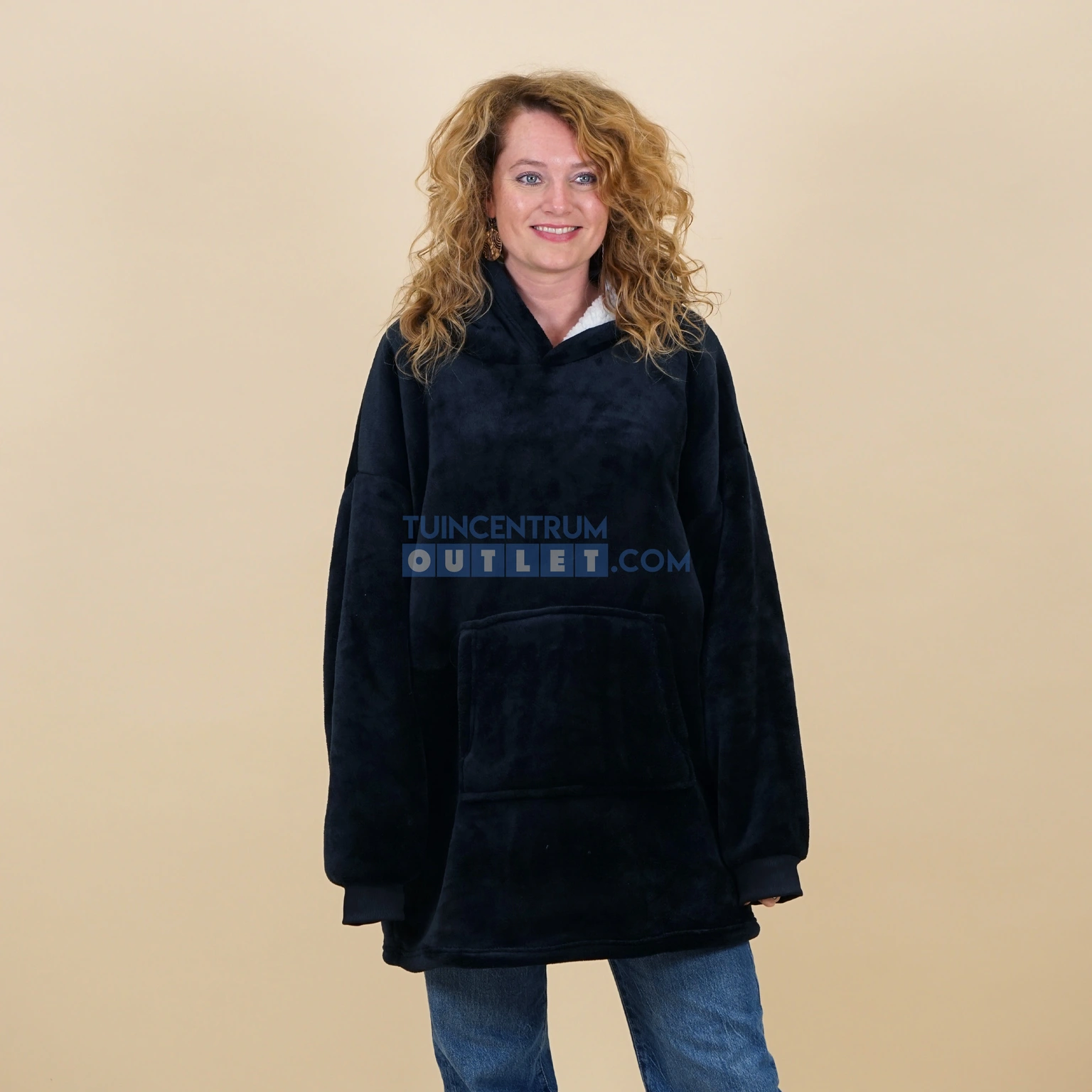 Oversized Fleece Hoodie Zwart Unique Living - Tuincentrum Outlet