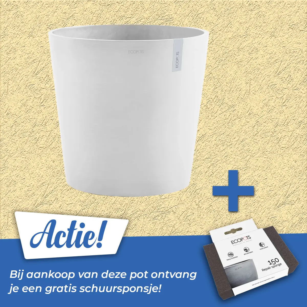 Pot amsterdam d50cm puur wit - Tuincentrum Outlet
