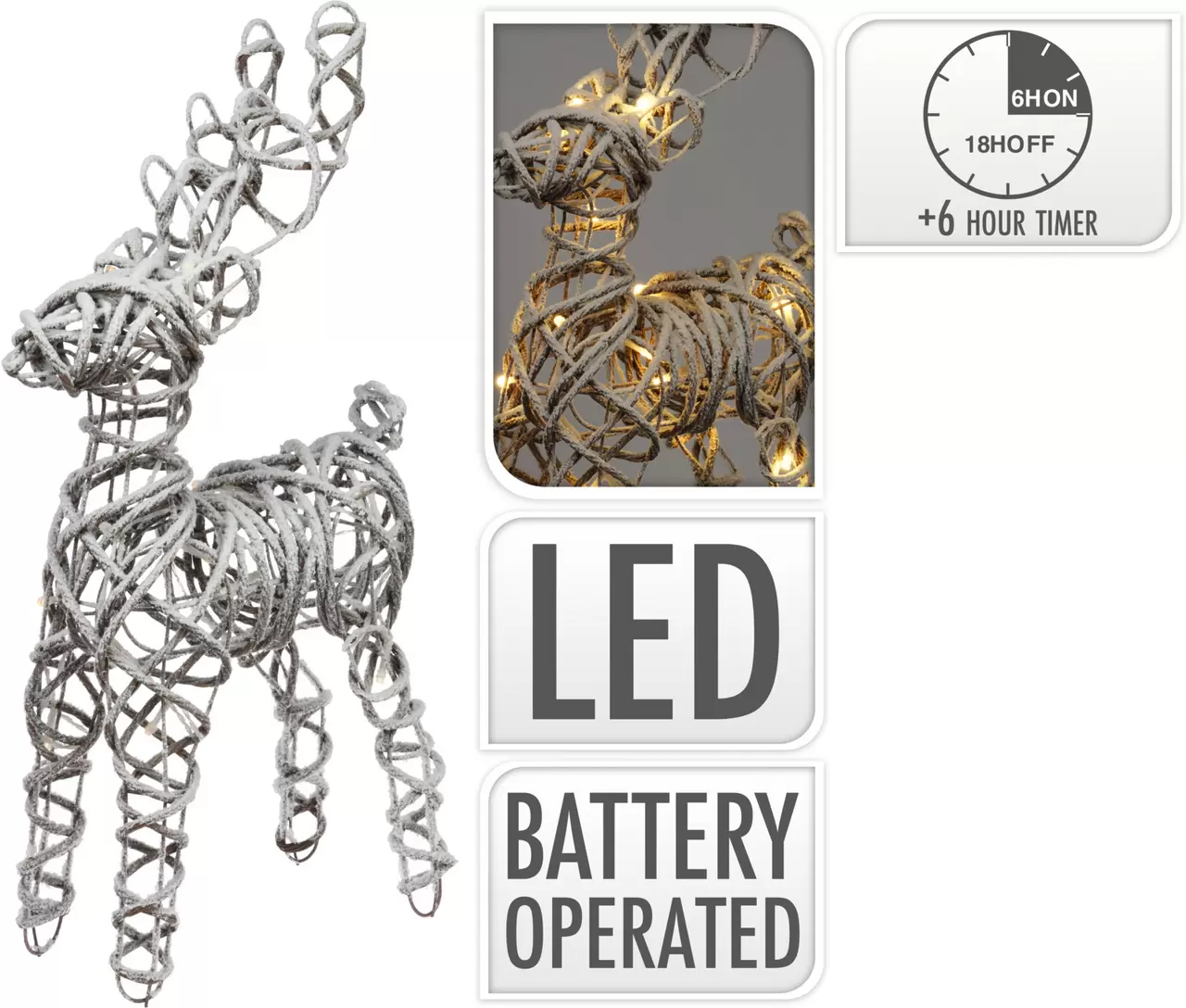 RENDIER 10LED 50CM ROTAN SNEEU - Tuincentrum Outlet