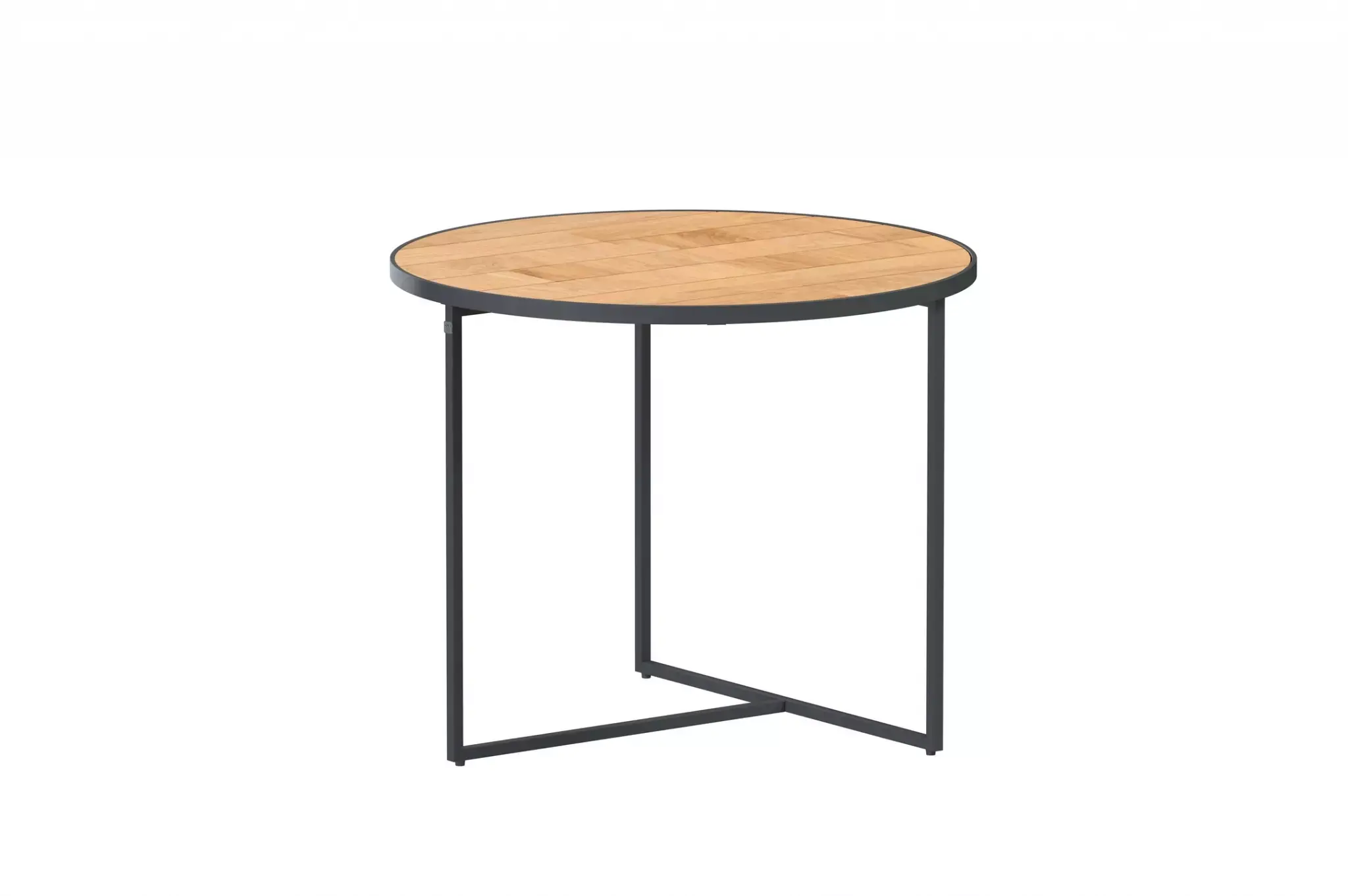 Strada side table Natural teak round 55 cm. Alu legs (H45 ...