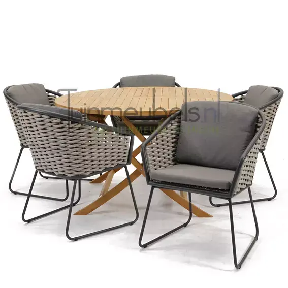 Tuinset Bo Dining met Milton Tafel Rond 130 - Tuincentrum Outlet