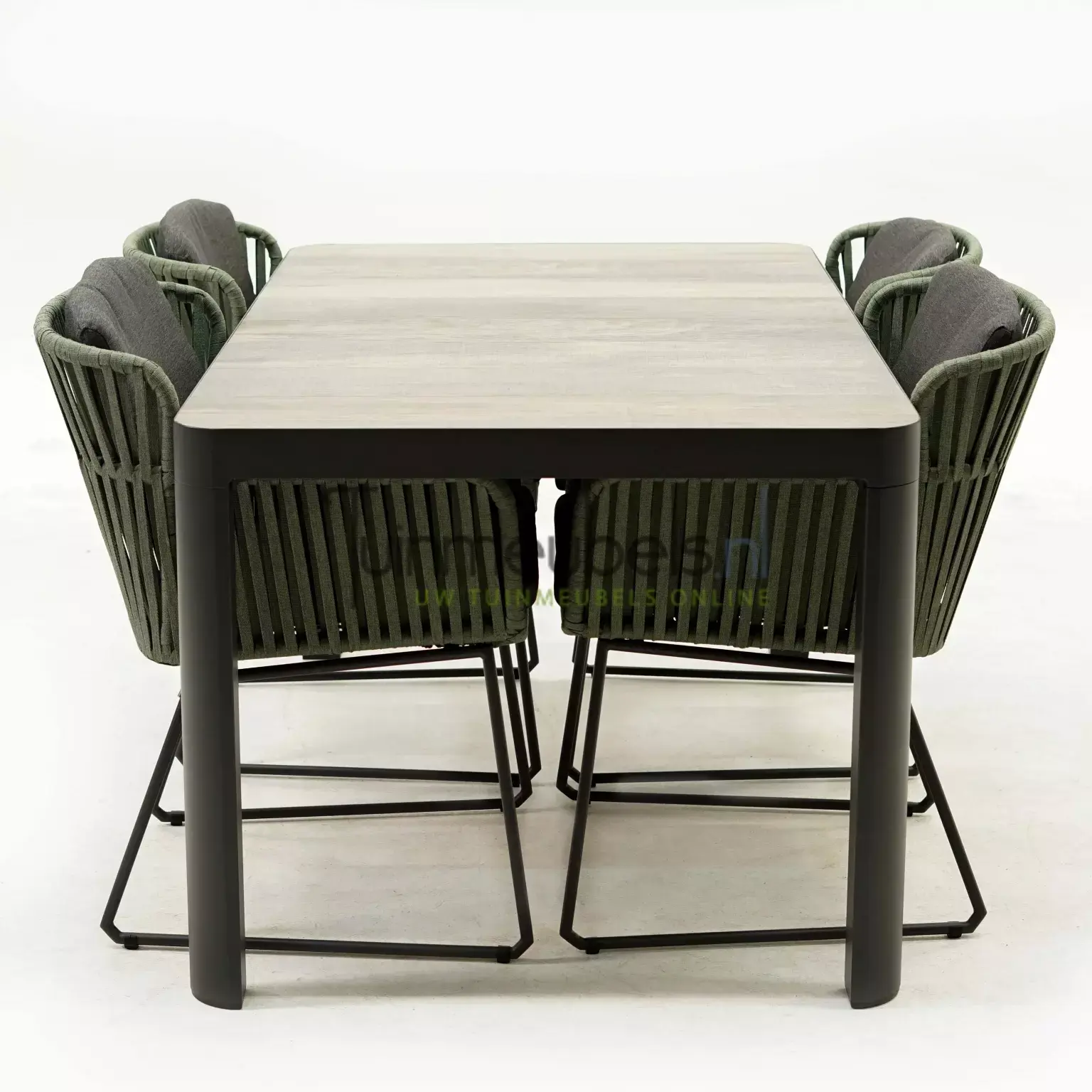 Tuinset Vitali groen met Castilla 160cm tafel - Tuincentrum Outlet