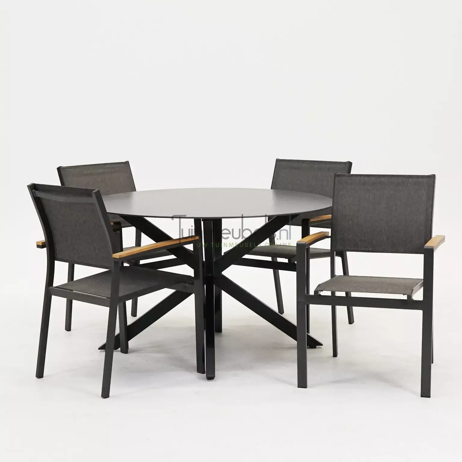 Tuinstoel Arezzo met crest tafel 120 cm rond - Tuincentrum Outlet