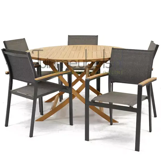 Tuinstoel Arezzo met Milton tafel rond 130 - Tuincentrum Outlet