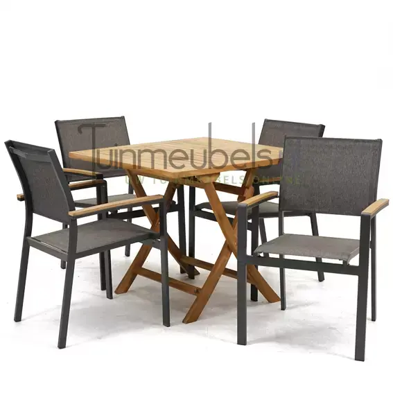 Tuinstoel Arezzo met Milton tafel vierkant 90 - Tuincentrum Outlet